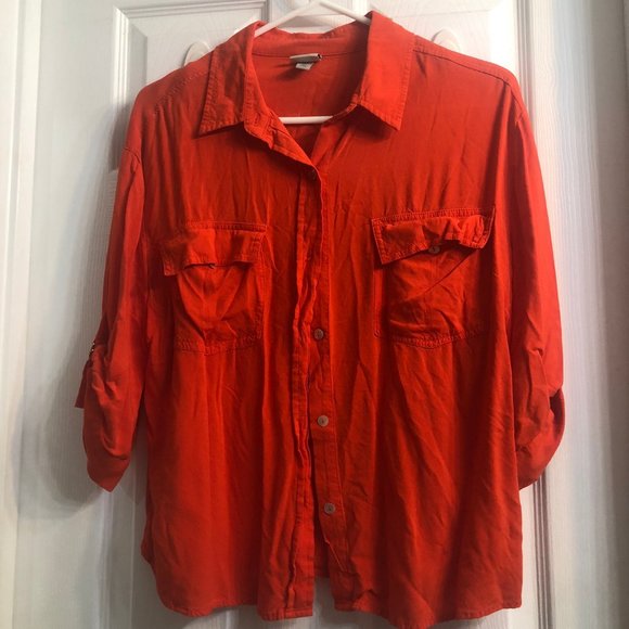 a new day | Tops | Red Button Down Shirt | Poshmark